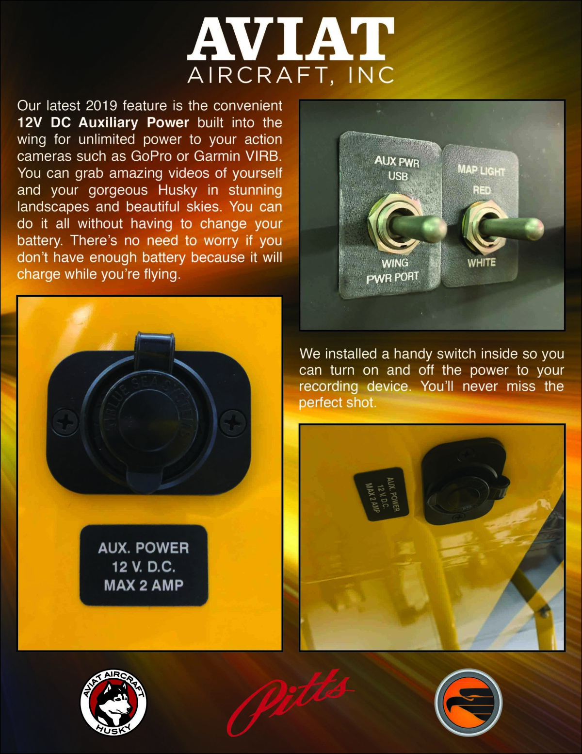 12V Plug Aux Power | Aircraft Manufacturers | Pitts, Husky, Eagle ...